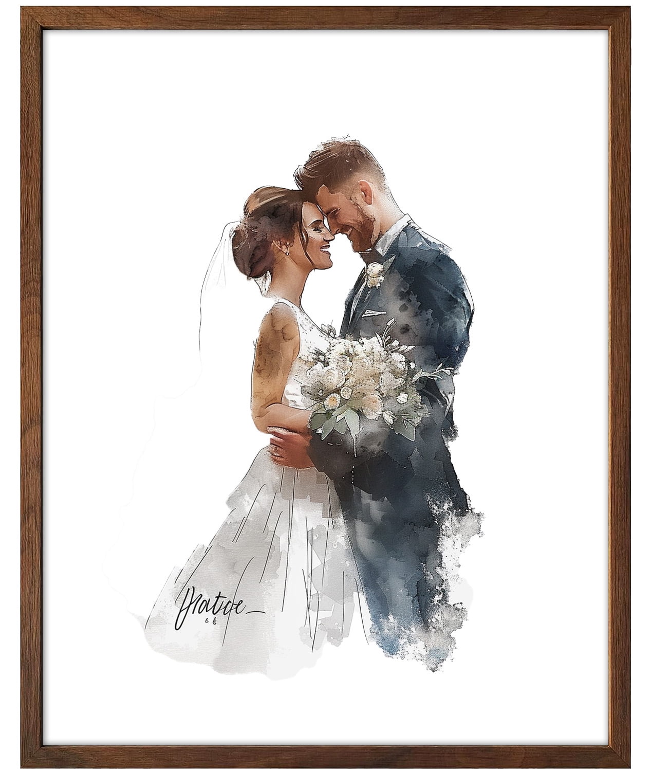 Custom Wedding Watercolor Painting Personalized Wedding Portrait with ...
