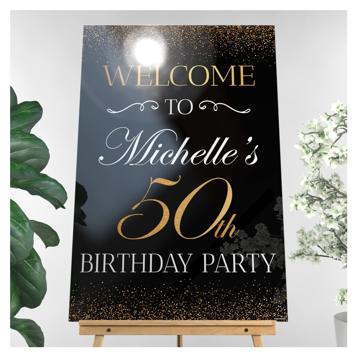 Birthday Banner Backdrop Decoration Large Black Gold Party Sign Poster ...