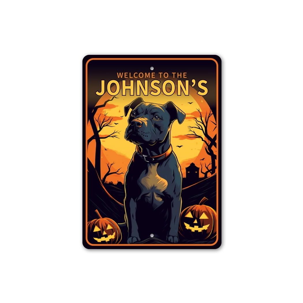Custom Welcome To Pitbull Halloween Pumpkin Aluminum Metal Decor Sign ...