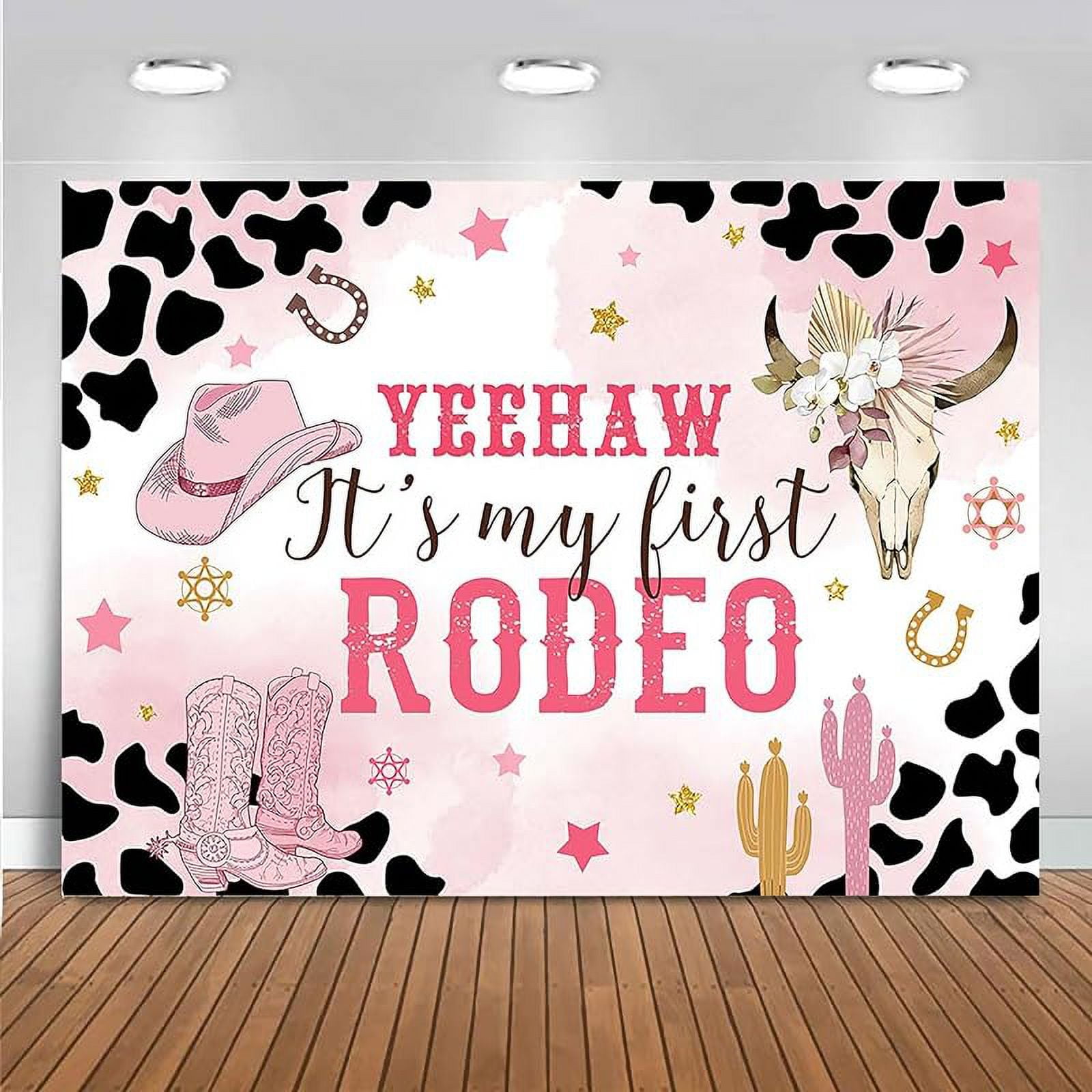 Custom Western Cowboy Happy 1st Birthday Backdrop Blue First Rodeo ...