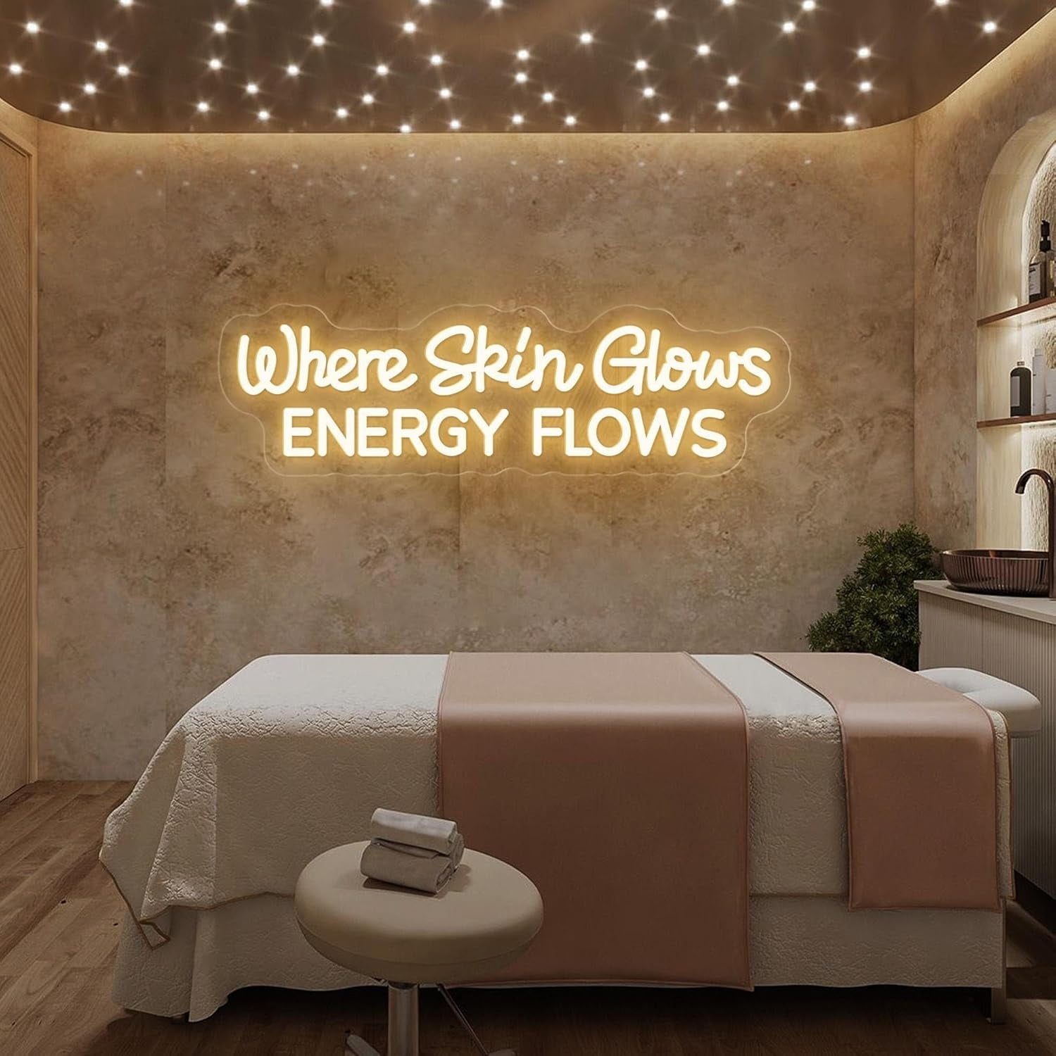 Custom Where Skin Glows Energy Flows Neon Sign – LED Wall Sign for ...