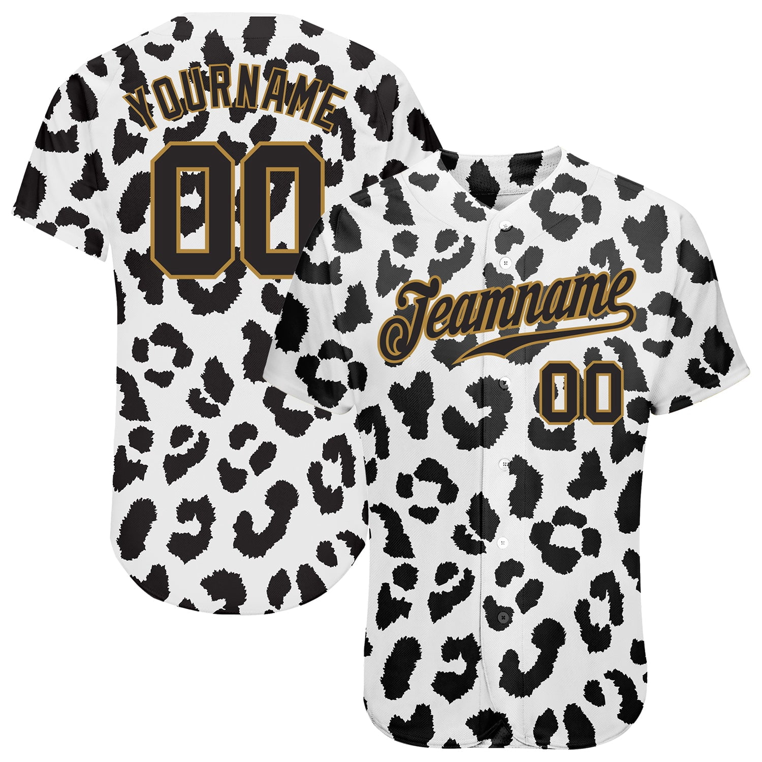 Custom White Black-Old Gold 3D Pattern Design Leopard Authentic ...