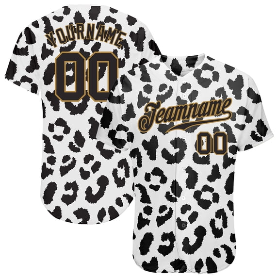 Custom White Black-Old Gold 3D Pattern Design Leopard Authentic ...