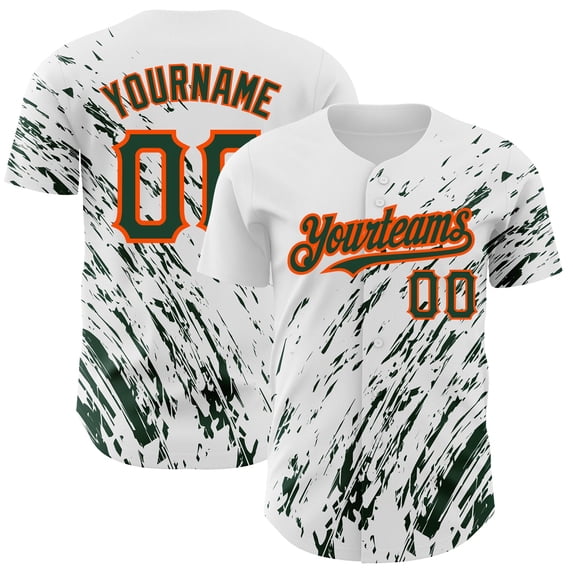 Custom White Green-Orange 3D Pattern Design Abstract Splash Authentic ...