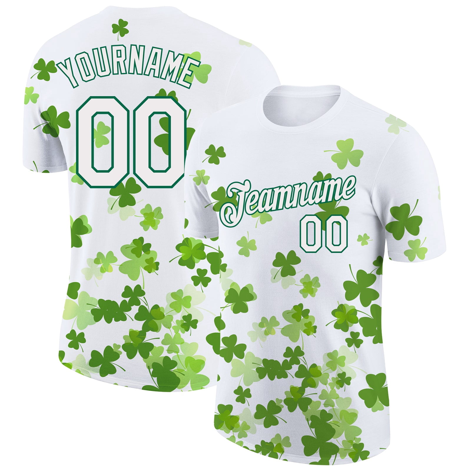 Custom White Kelly Green 3D Pattern Design St. Patrick's Day ...