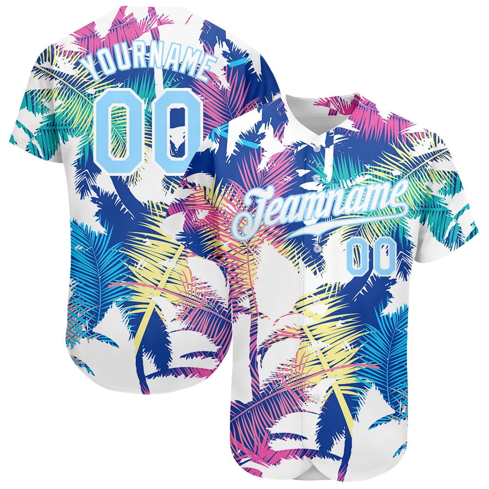 Custom White Light Blue 3D Pattern Design Hawaii Palm Trees Authentic ...
