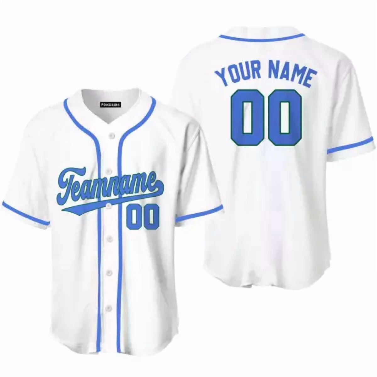 Custom White Powder Blue Kelly Green Custom Baseball Jerseys For Men ...