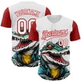 Custom White Red 3D Pattern Design Cartoon Crocodile Authentic Baseball ...