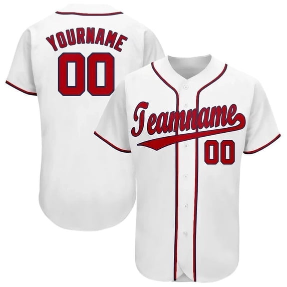 Custom White Red Baseball Jersey Men and Women Section Shirt 3D Printed ...