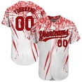 Custom White Red-Black 3D Pattern Design Authentic Baseball Jersey ...
