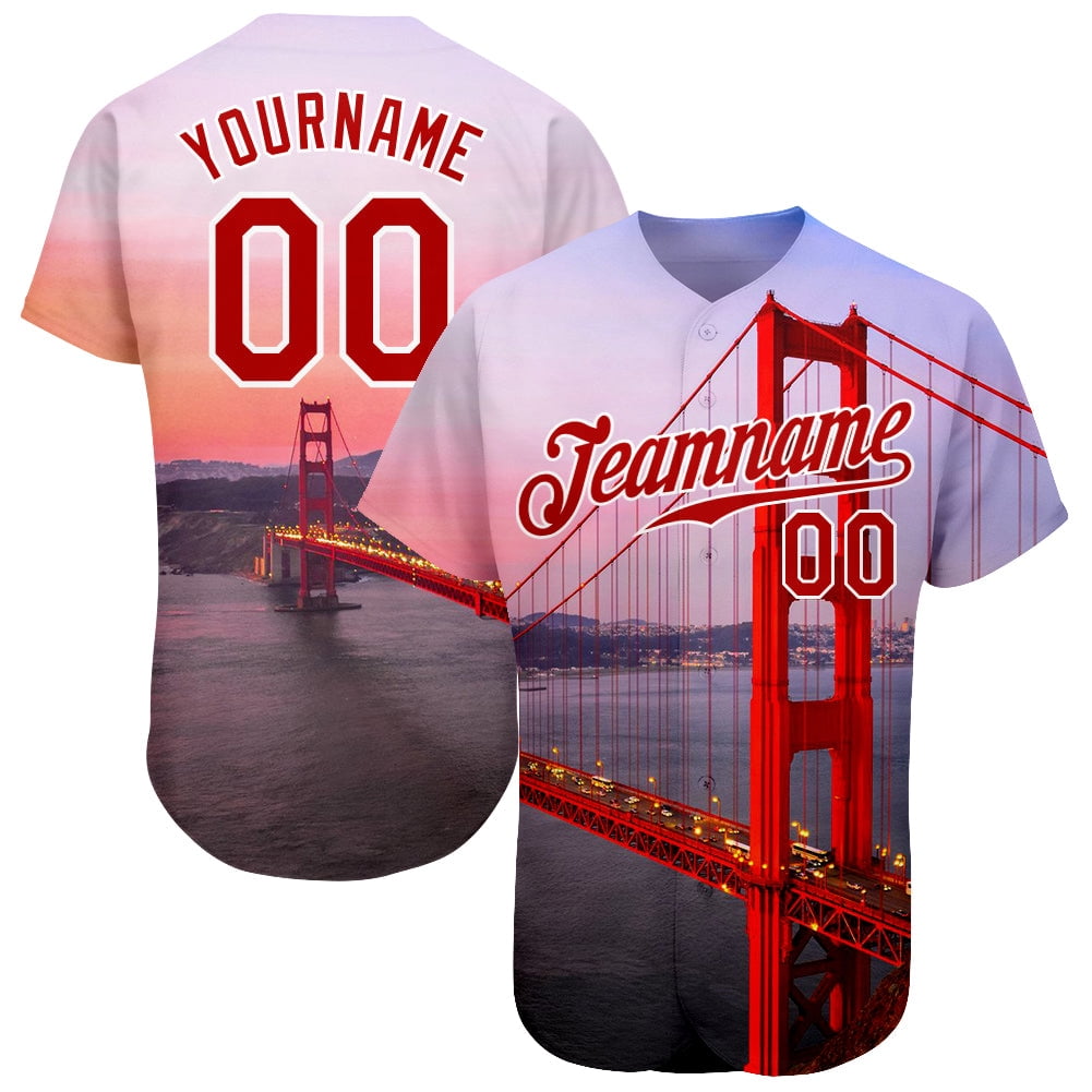 Custom White Red-White 3D Pattern Design Golden Gate Bridge Authentic ...