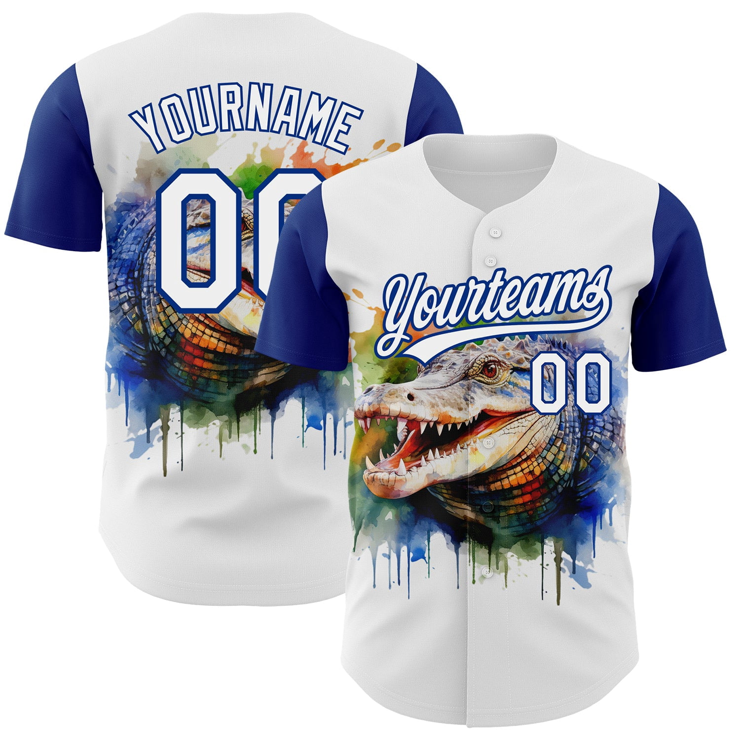 Custom White Royal 3D Pattern Design Crocodile Authentic Baseball ...