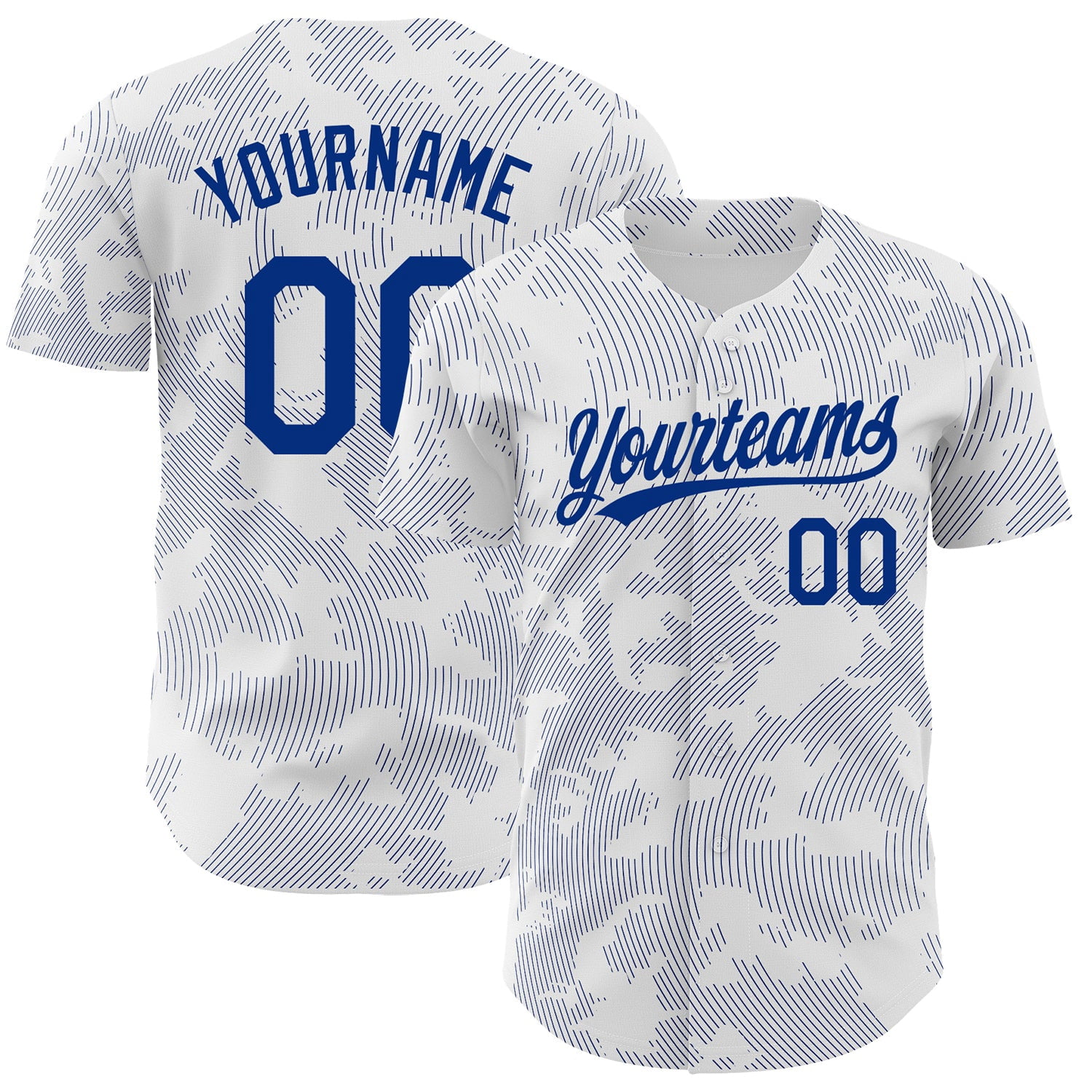 Custom White Royal 3D Pattern Design Curve Lines Authentic Baseball ...