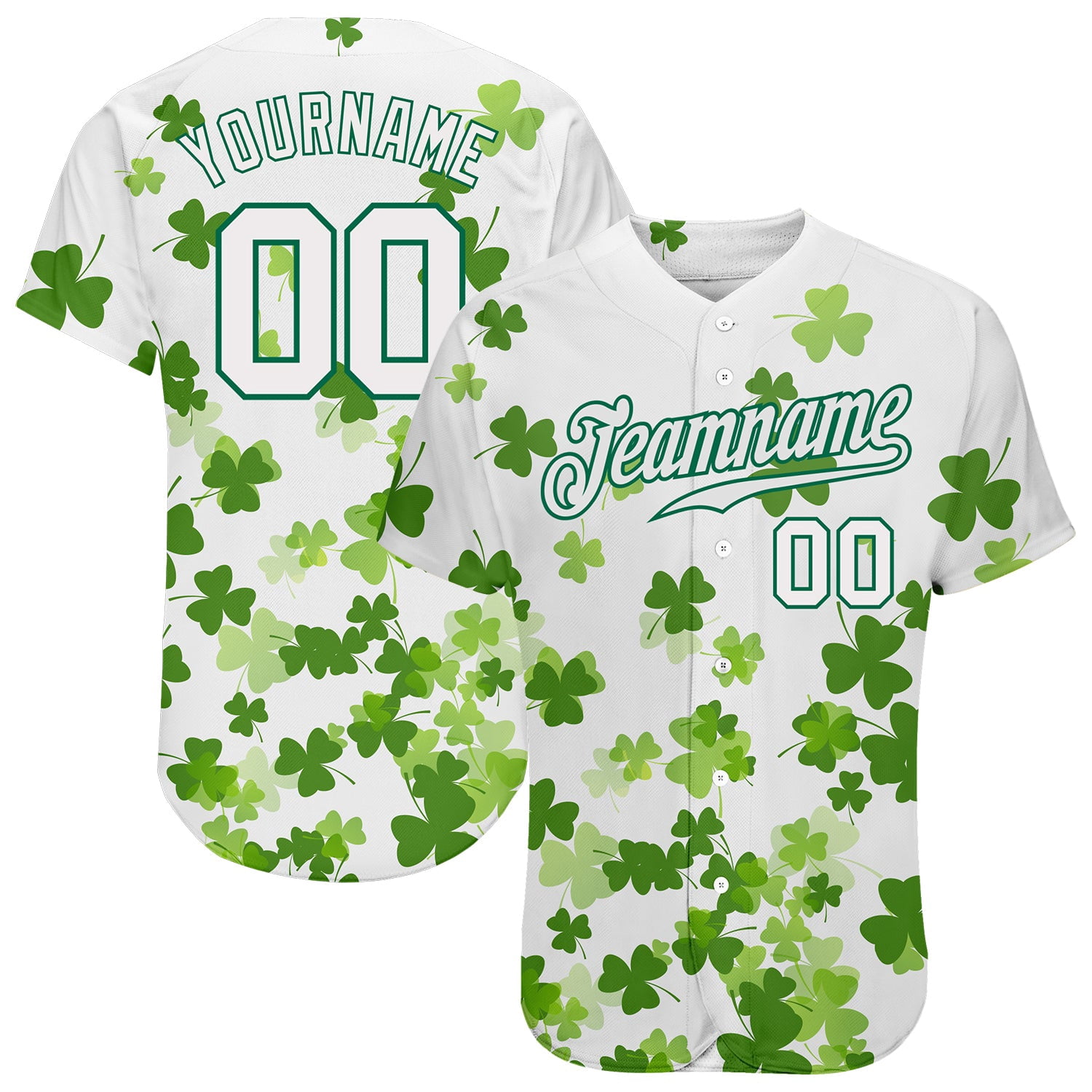 Custom White White-Kelly Green 3D Pattern Design Authentic St. Patrick ...