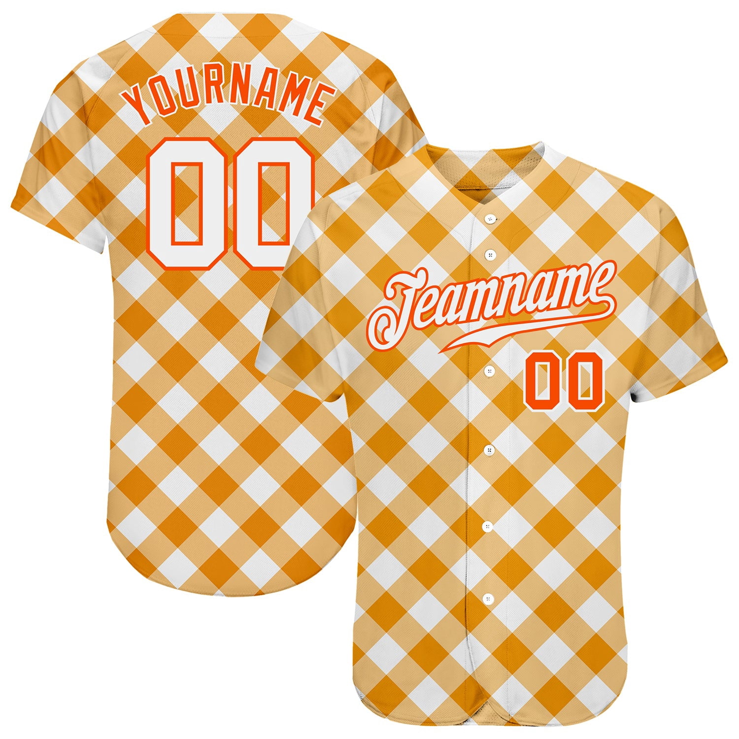Custom White White-Orange 3D Pattern Design Orange Plaid Authentic ...