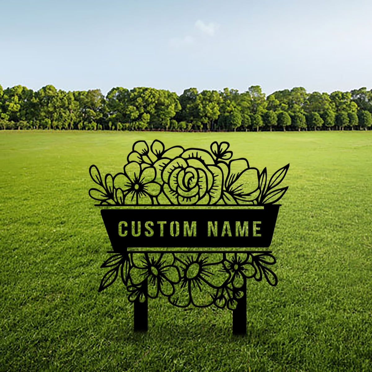Custom Wild Flower Metal Sign, Floral Garden Stake , Attractive Garden Plate, Outdoor Garden ...