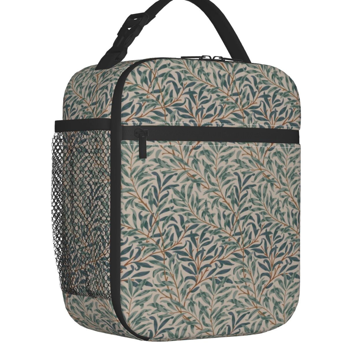 Custom William Morris Orange Cray Floral Art Lunch Bag Women Warm ...