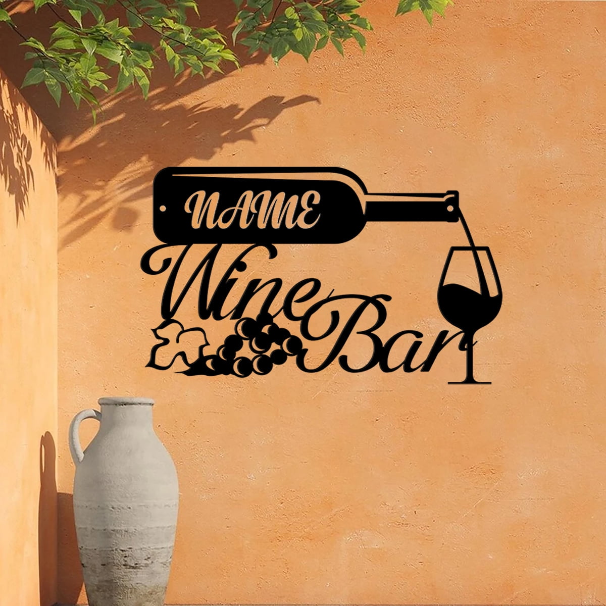 Custom Wine Bar Metal Wall Art Personalized Wine Bar Sign Home Decor ...