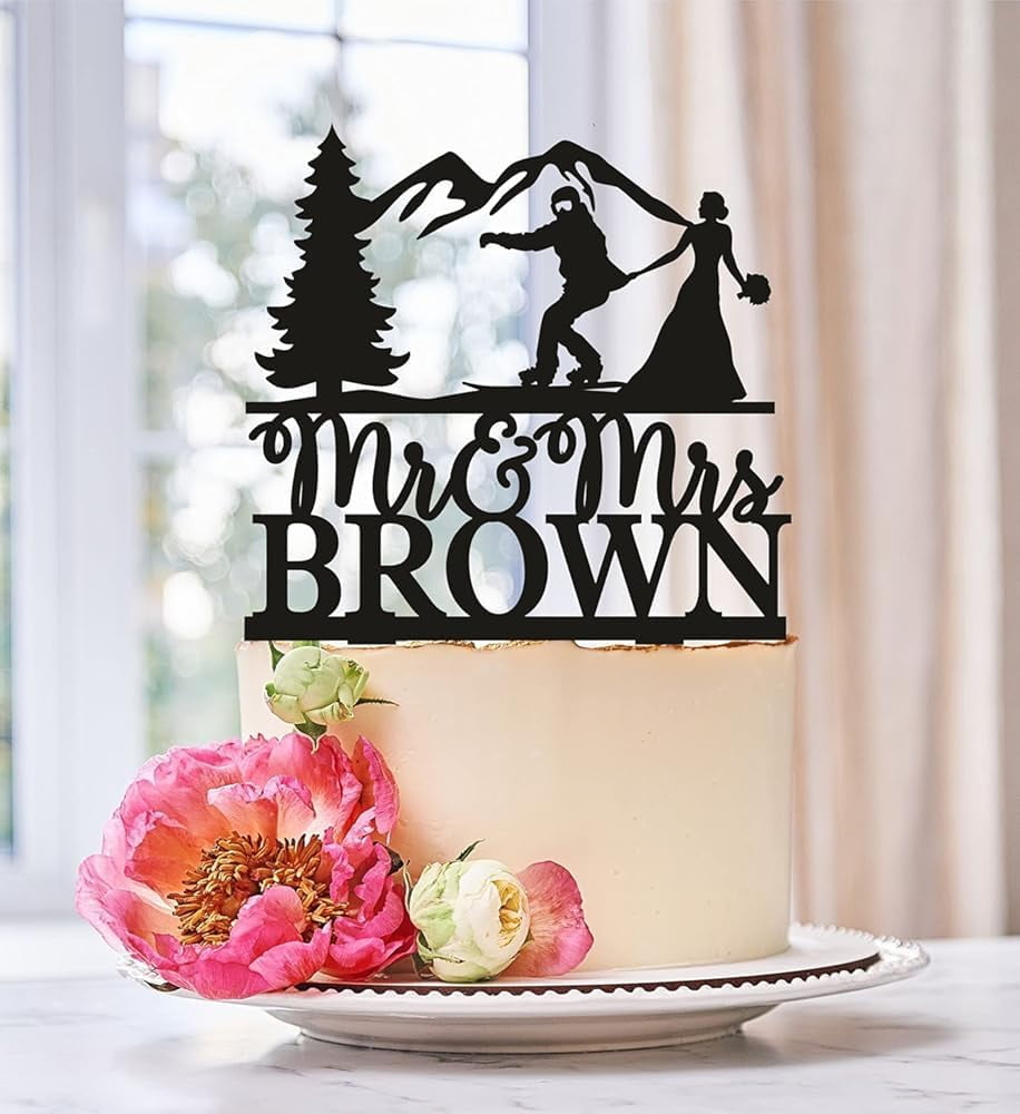 Custom Winter Wedding Cake Topper, Snowboard Wedding Cake Topper ...