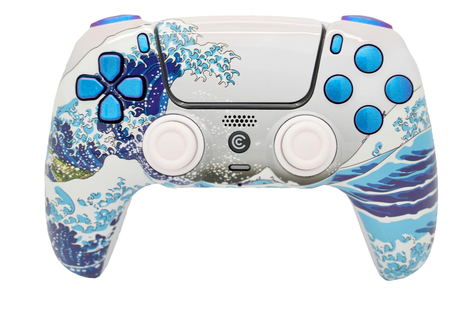 Custom Wireless Controller Compatible with PS5 - Multiple Designs Available (Waves & Chameleon ...