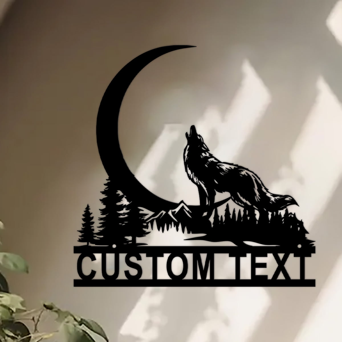 Custom Wolf And Half Moon Metal Wall Art, Howling Wolf Sign Home Decor ...
