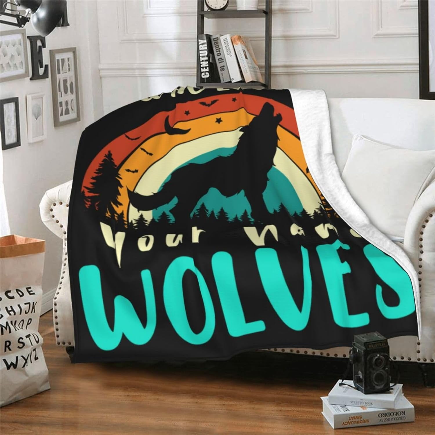 Custom Wolf Blanket, 60" X 50" Flannel Cool Wolves Themed Stuffed ...