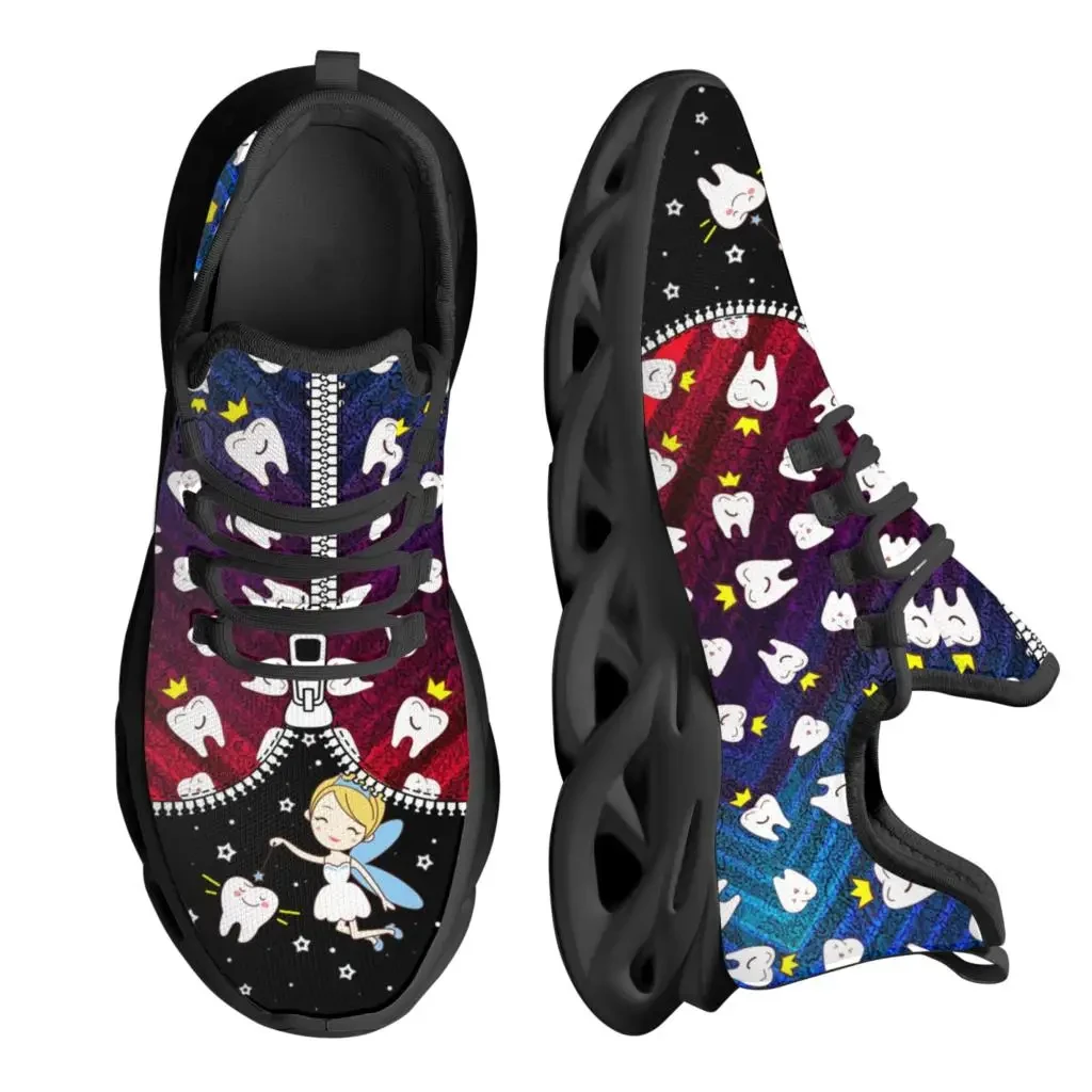 Custom Women's Dental Shoes Tooth Fairy Pattern Female Mesh Sneakers ...