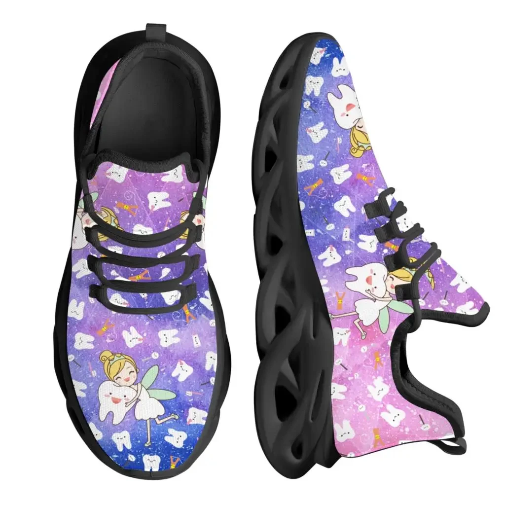 Custom Women's Dental Shoes Tooth Fairy Pattern Female Mesh Sneakers ...