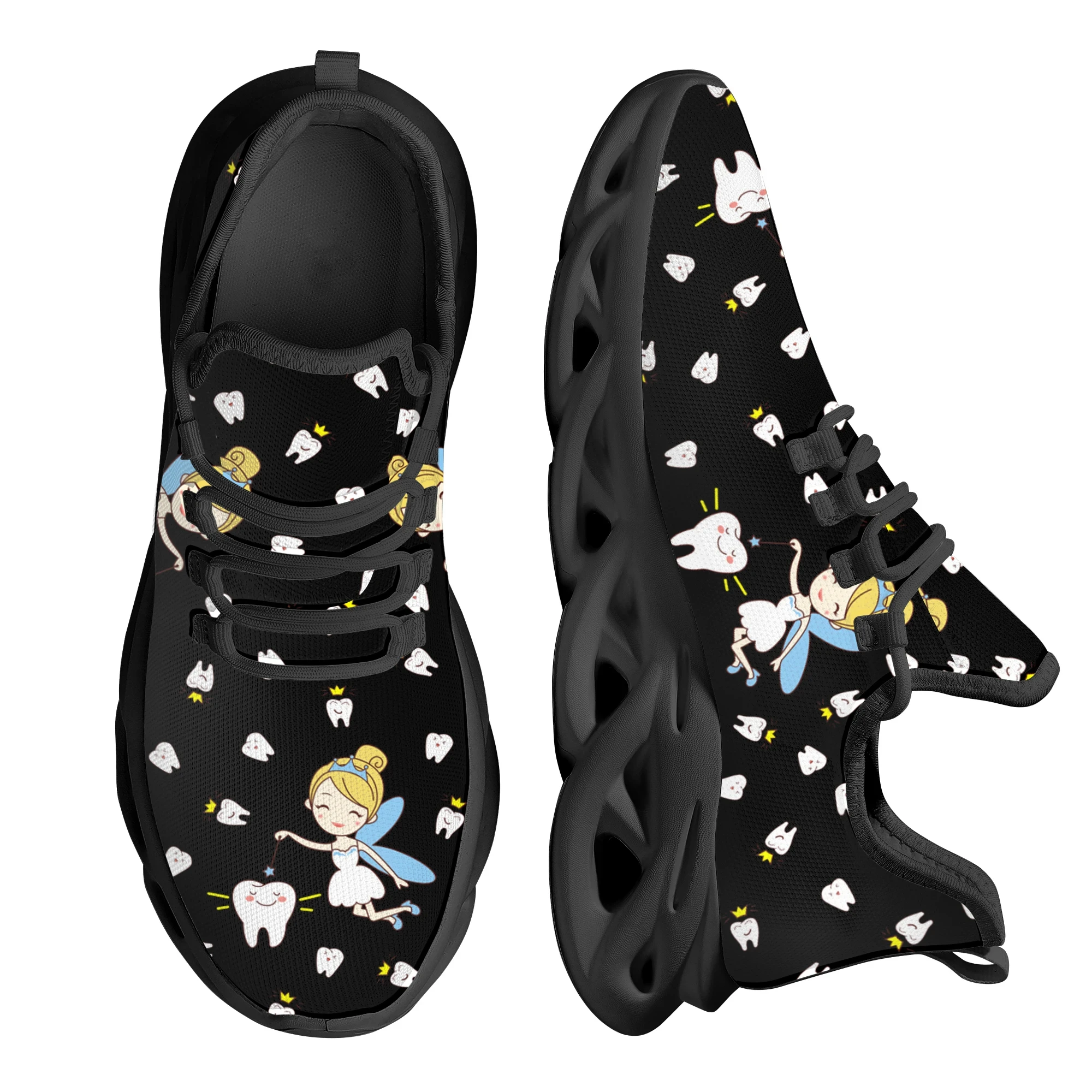Custom Women's Dental Shoes Tooth Fairy Pattern Female Mesh Sneakers ...