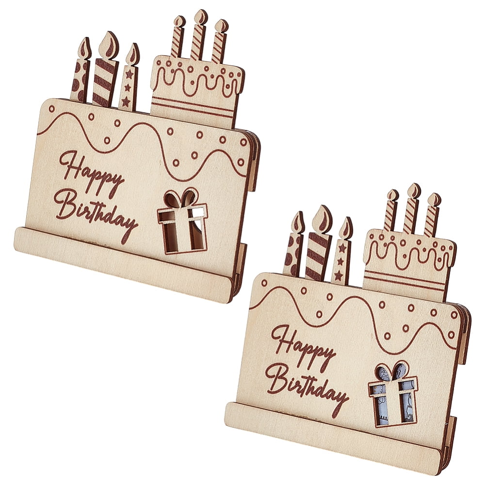 Custom Wood Birthday Money Clip Decoration Birthday Cake Blanched ...