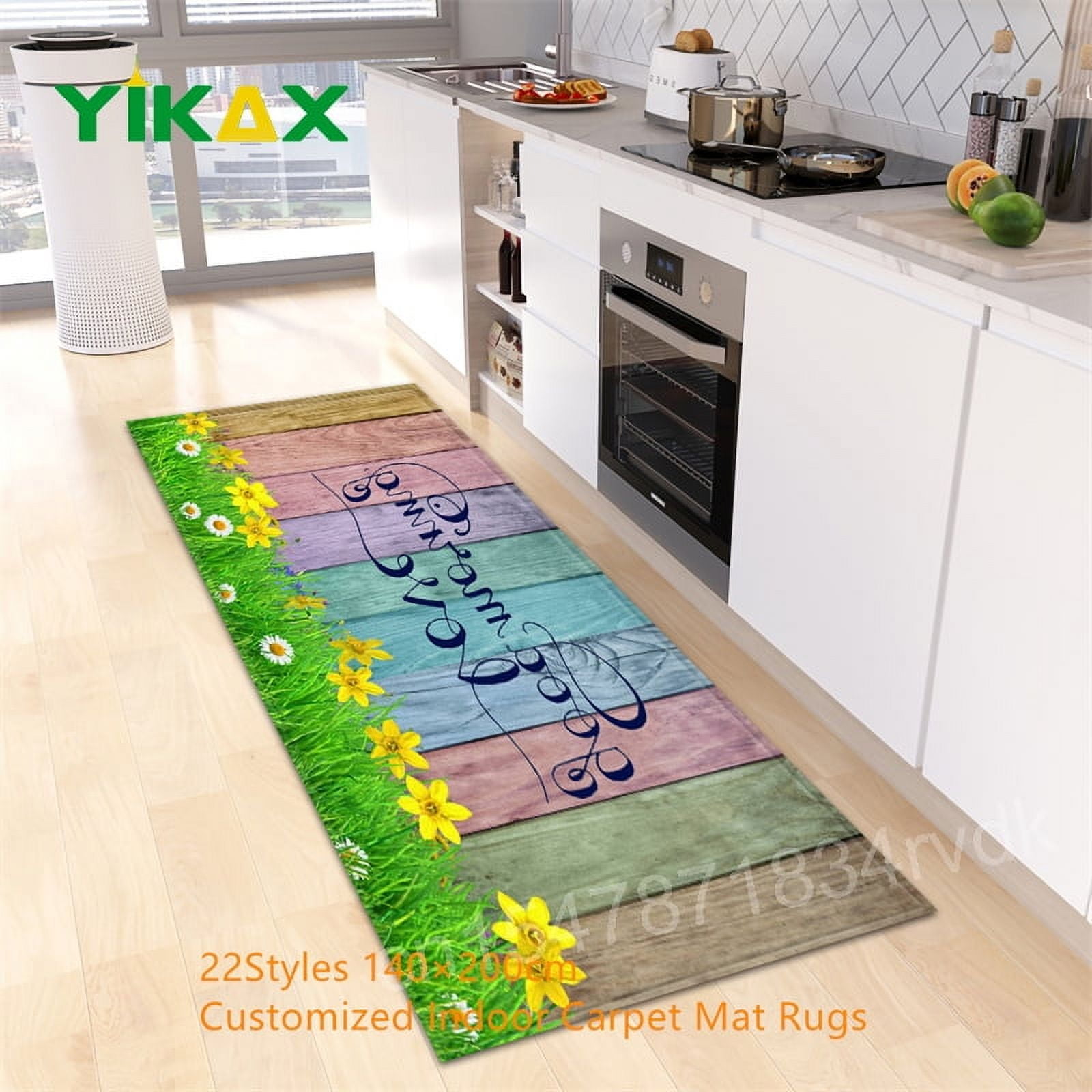 Custom Wood Grain Kitchen Rugs Entrance Doormat Floor Balcony Carpet ...
