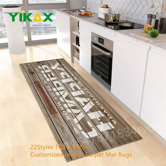 Custom Wood Grain Kitchen Rugs Entrance Doormat Floor Balcony Carpet ...