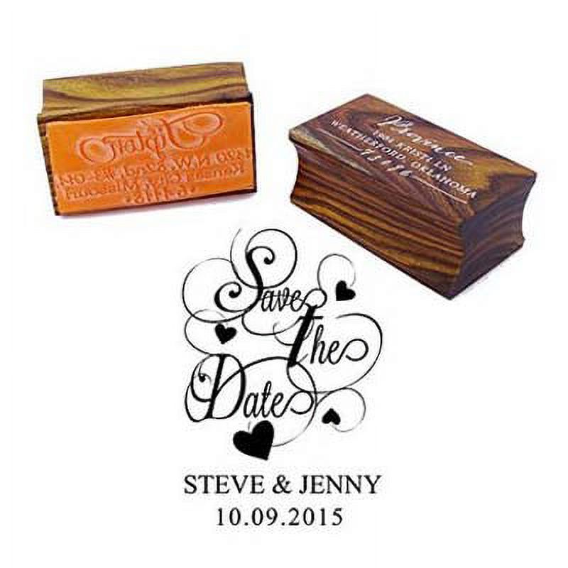 Custom Wood Mounted Rubber Stamp Personalize Save The Date Wedding Stamp Wedding Gift - Walmart.com