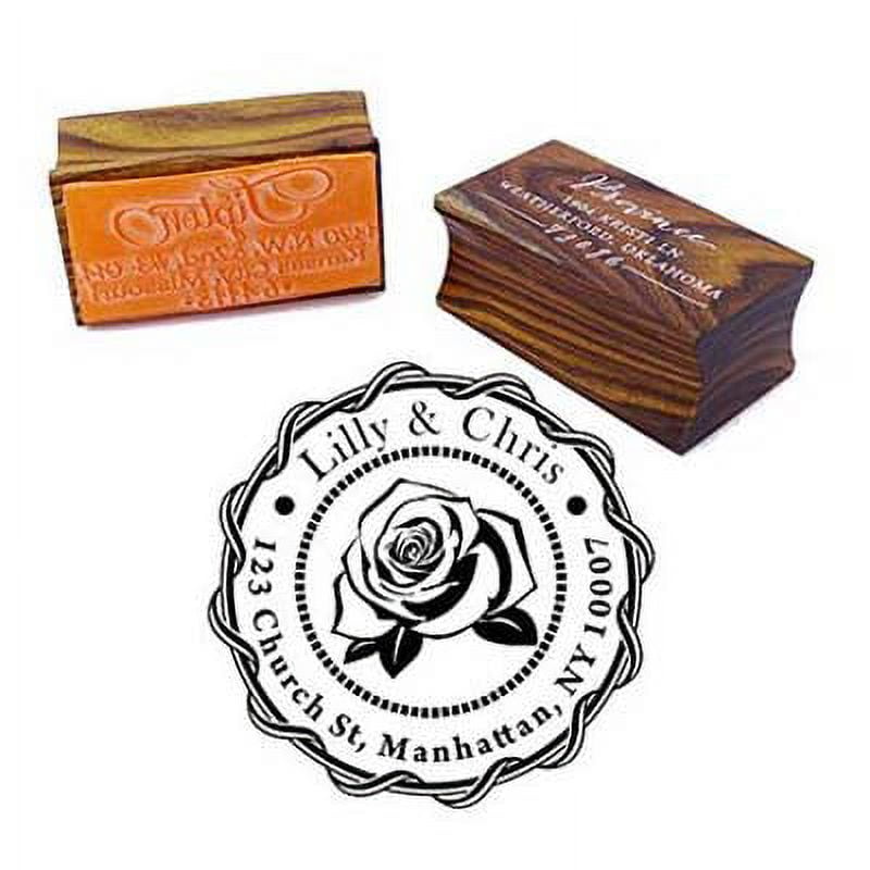 Custom Wood Mounted Rubber Stamp Personalized Round Wedding Invitation ...