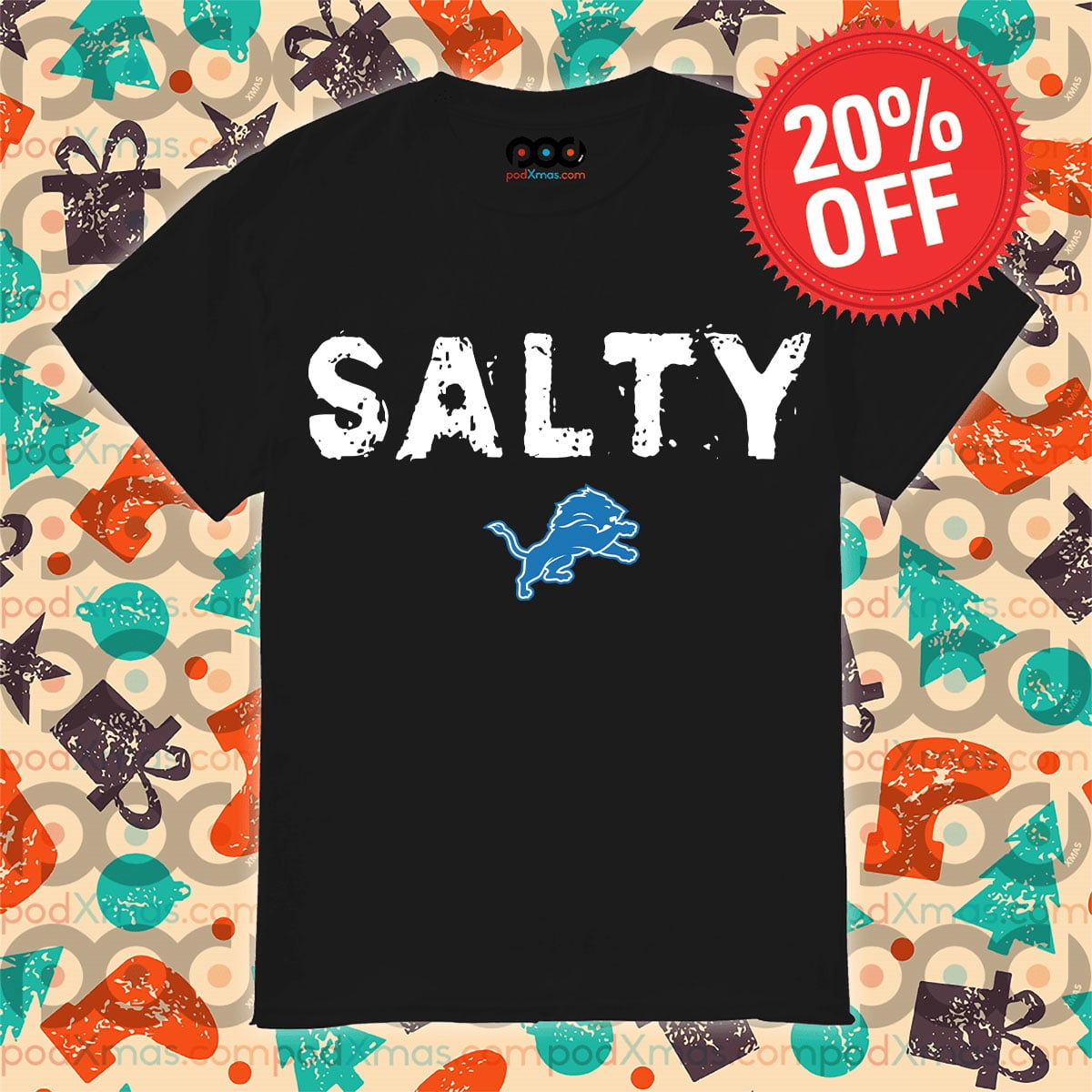 Custom Xmas Gift - One Pride Salty Detroit Lion T Shirt Shirt, Size 2Xl ...