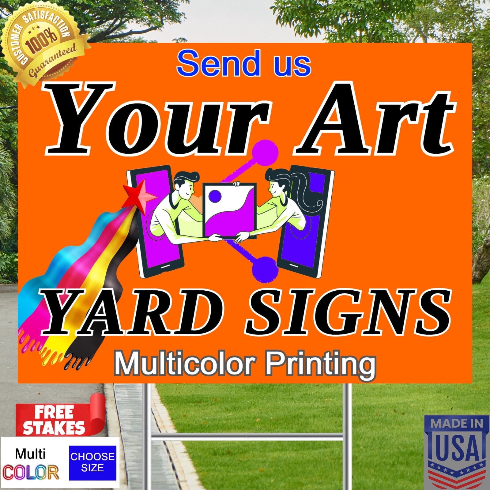 Custom Yard Signs - 20 Pack Double-Sided - 24"x18" - Personalized with ...