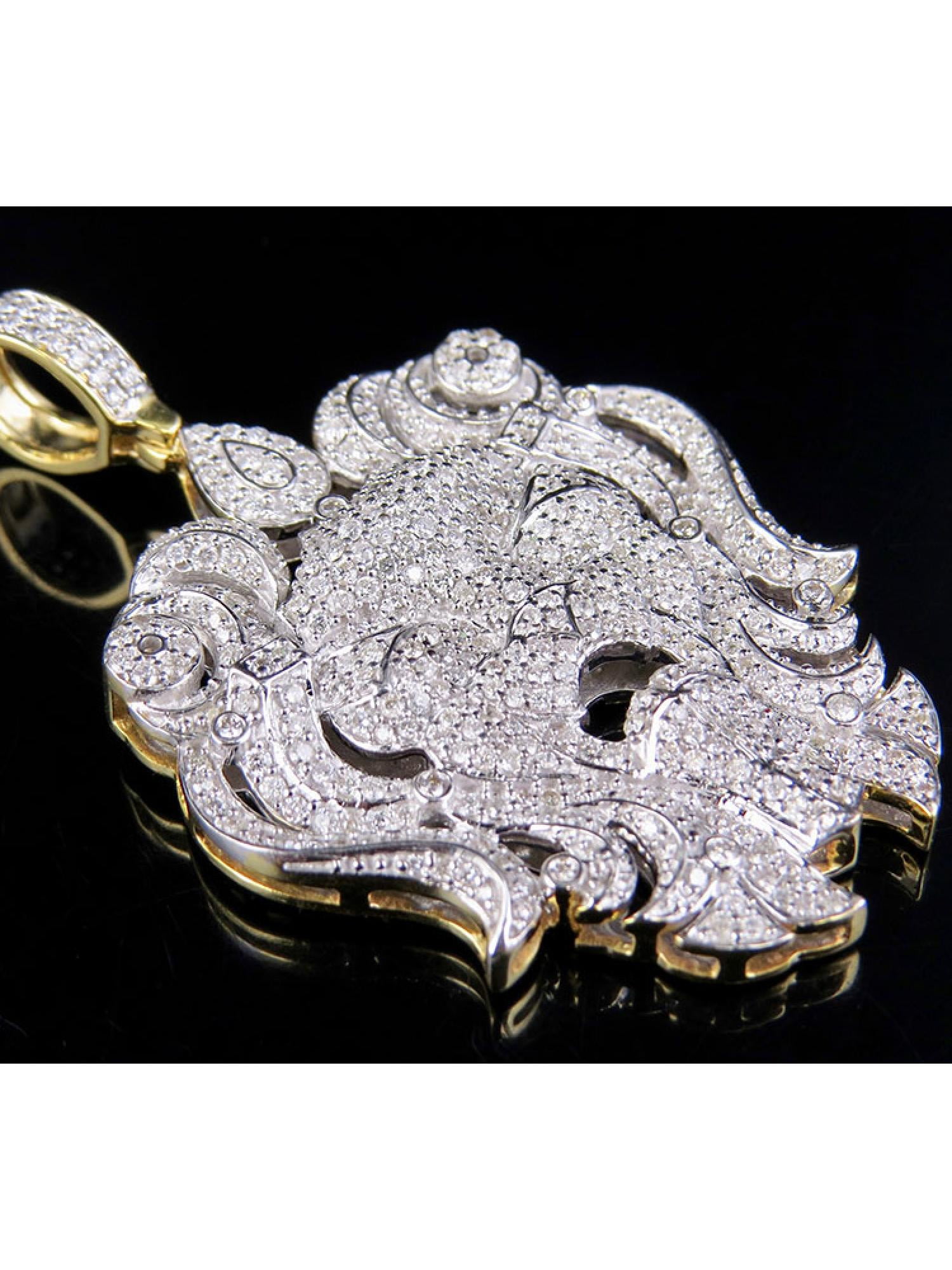 Custom Yellow Gold Diamond Iced Lion Pendant 3.15 Ct - Walmart.com