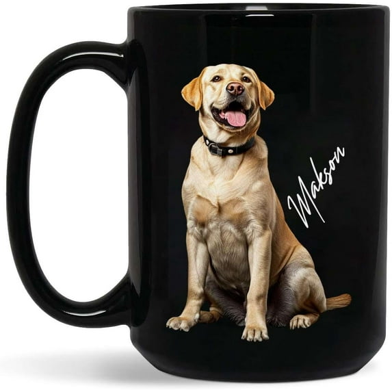 Custom Yellow Labrador Retriever Mug, Personalized Name Dog Lover Black ...