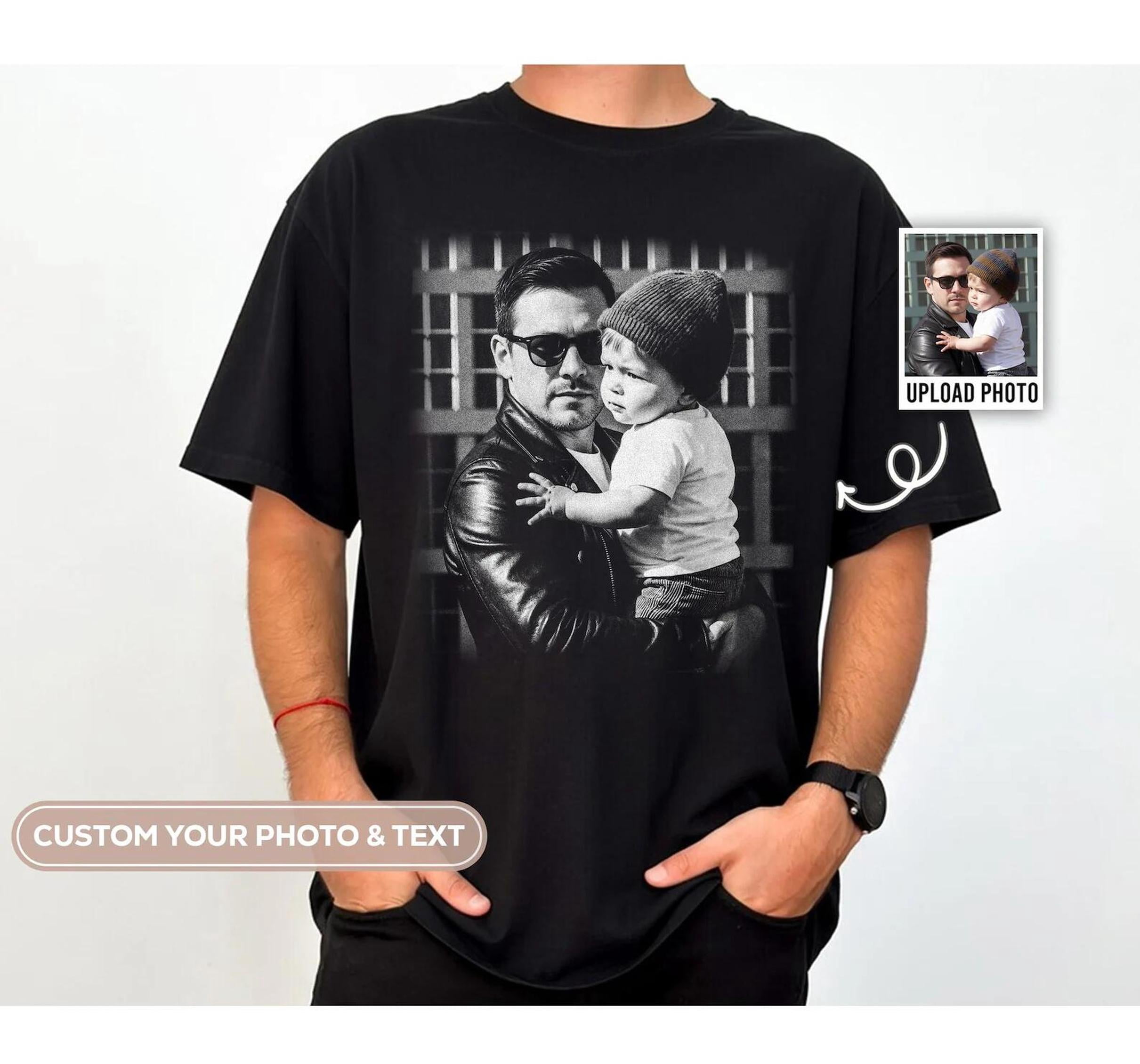 Custom Your Photo Shirt, Personalized Dad Portrait Shirt, Vintage ...