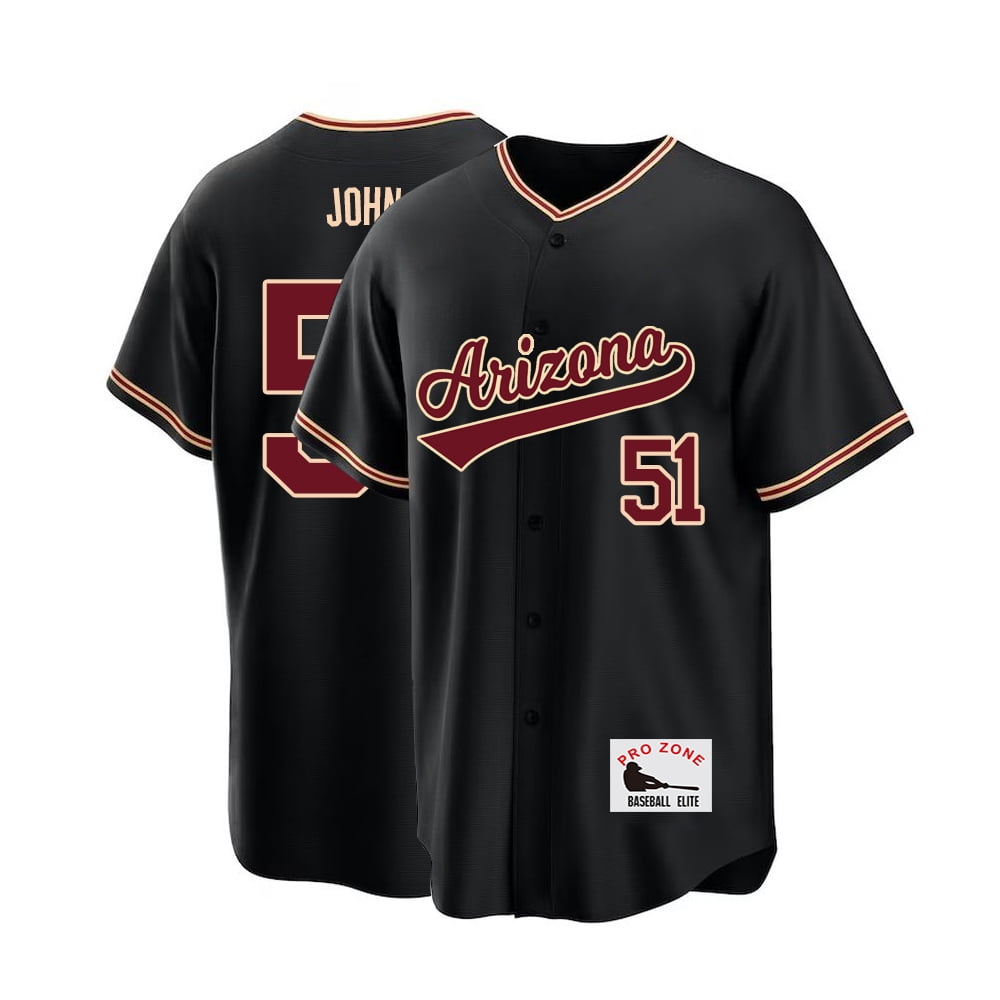 Custom Youth Randy Johnson Black Baseball Jersey Stitched T-Shirt for ...