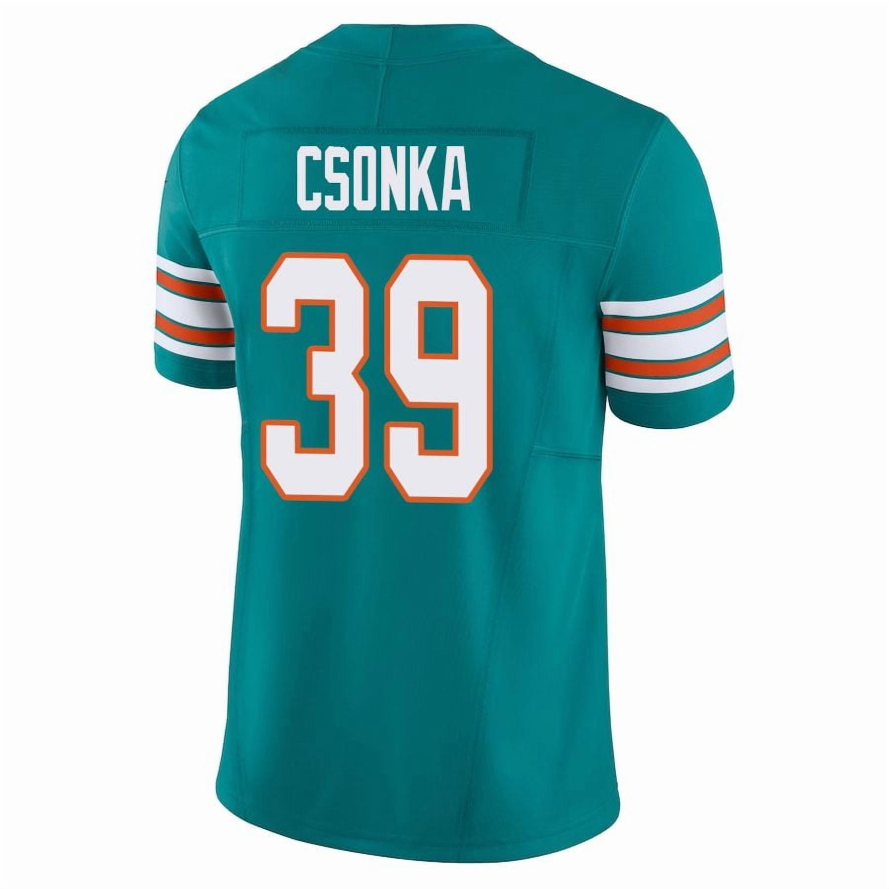 Custom Youth Short-Sleeved Tops Larry Csonka 39 Aqua Jersey Embroidered Sports T-Shirts ...