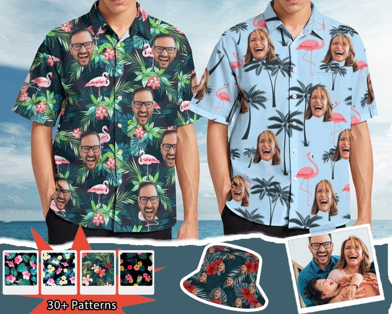Custom hawaiian shirt with photo/text-birthday party gift-bachelor ...