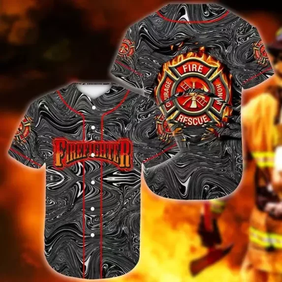 Custom name Firefighter Baseball Tee Jersey Shirt Printed 3D - Hot Sale ...