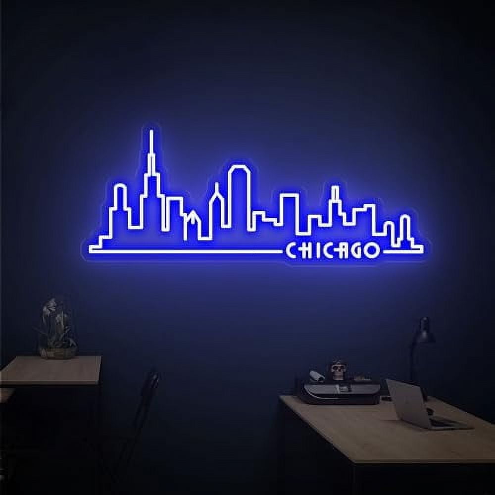 -Custom neon sign,Chicago Skyline, Skyline Neon sign,led City skyline ...