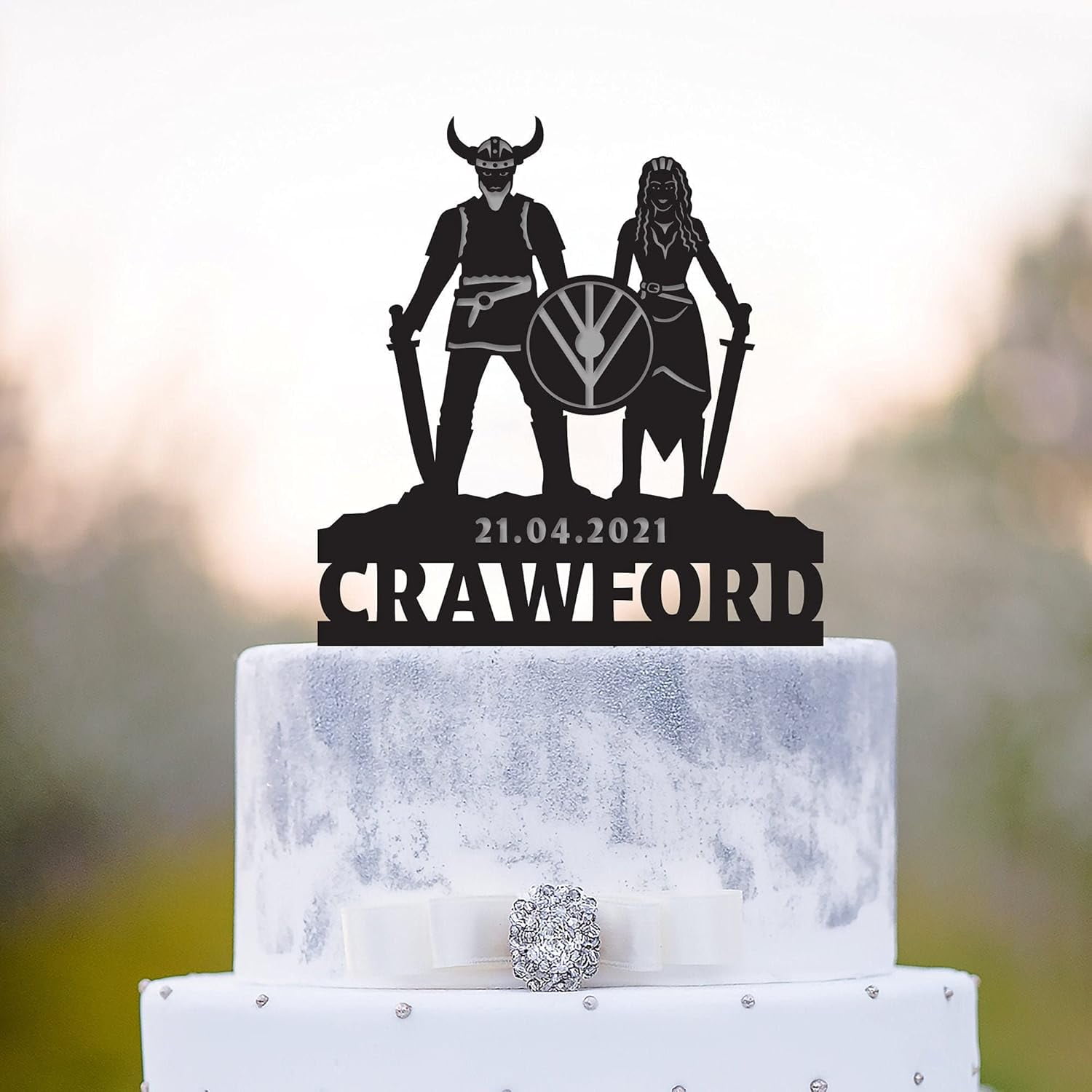 Custom viking couple pagan wedding last name cake topper,viking ...