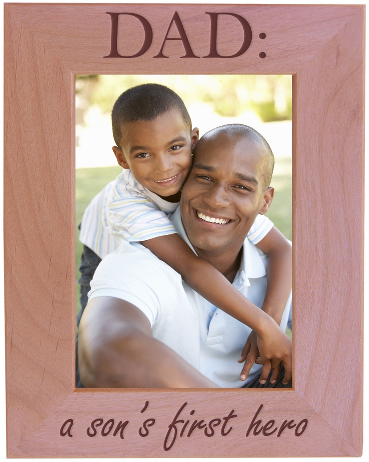 CustomGiftsNow DAD: A Son's First Hero - Wood Picture Frame - Fits 5x7 ...