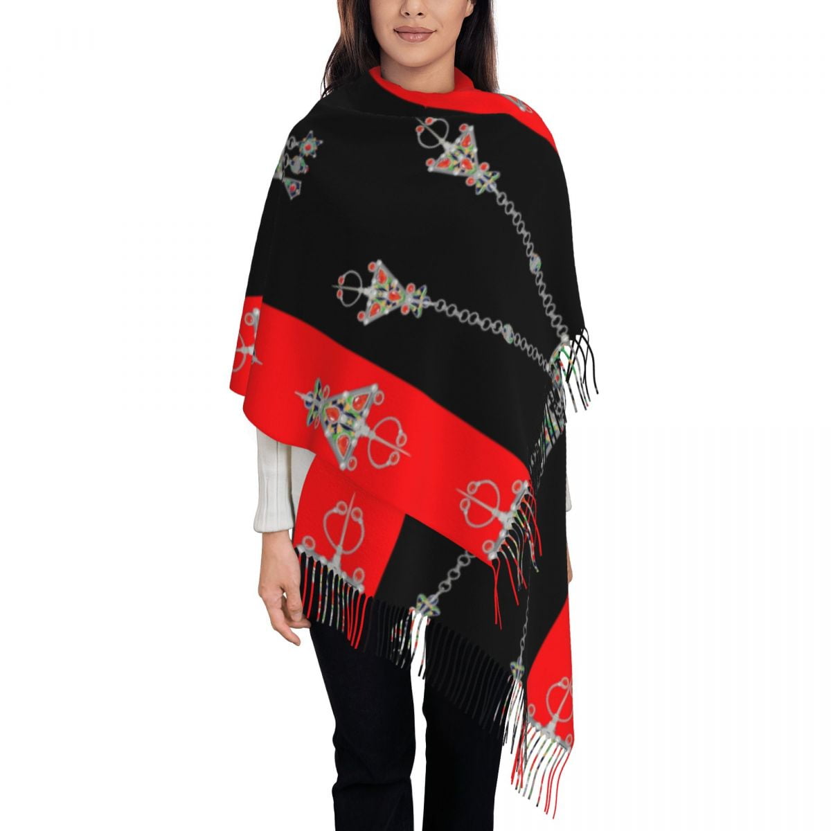 Customized Printed Kabyle Jewelry Scarf Men Women Winter Warm Scarves ...