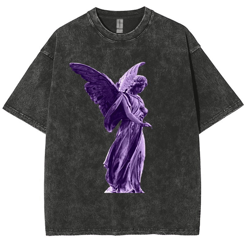CustomMagic Angel Statue Unisex Oversized Print Vintage Denim Wash ...