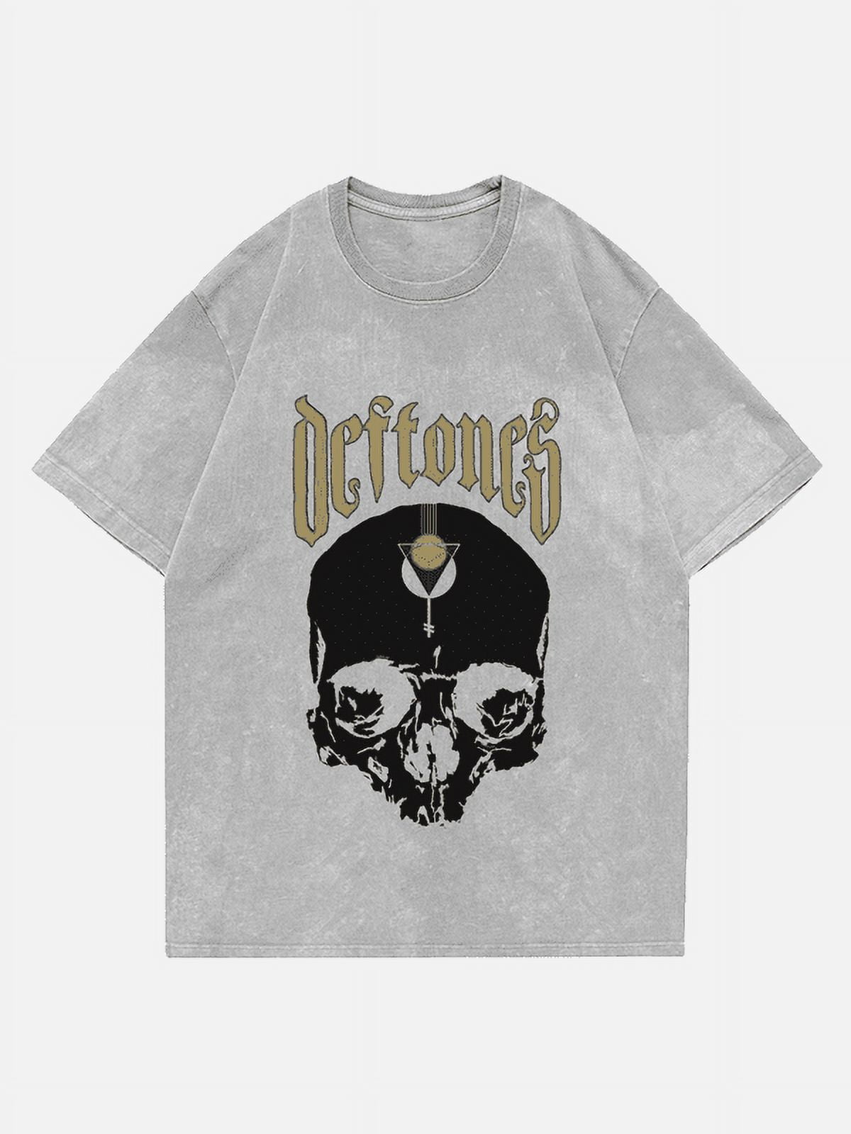 CustomMagic Deftones Skull Oversized Print Unisex Vintage Fashion Short ...