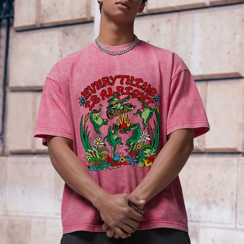 CustomMagic Everything Is Alright Unisex Oversized Printed Crew Wash ...
